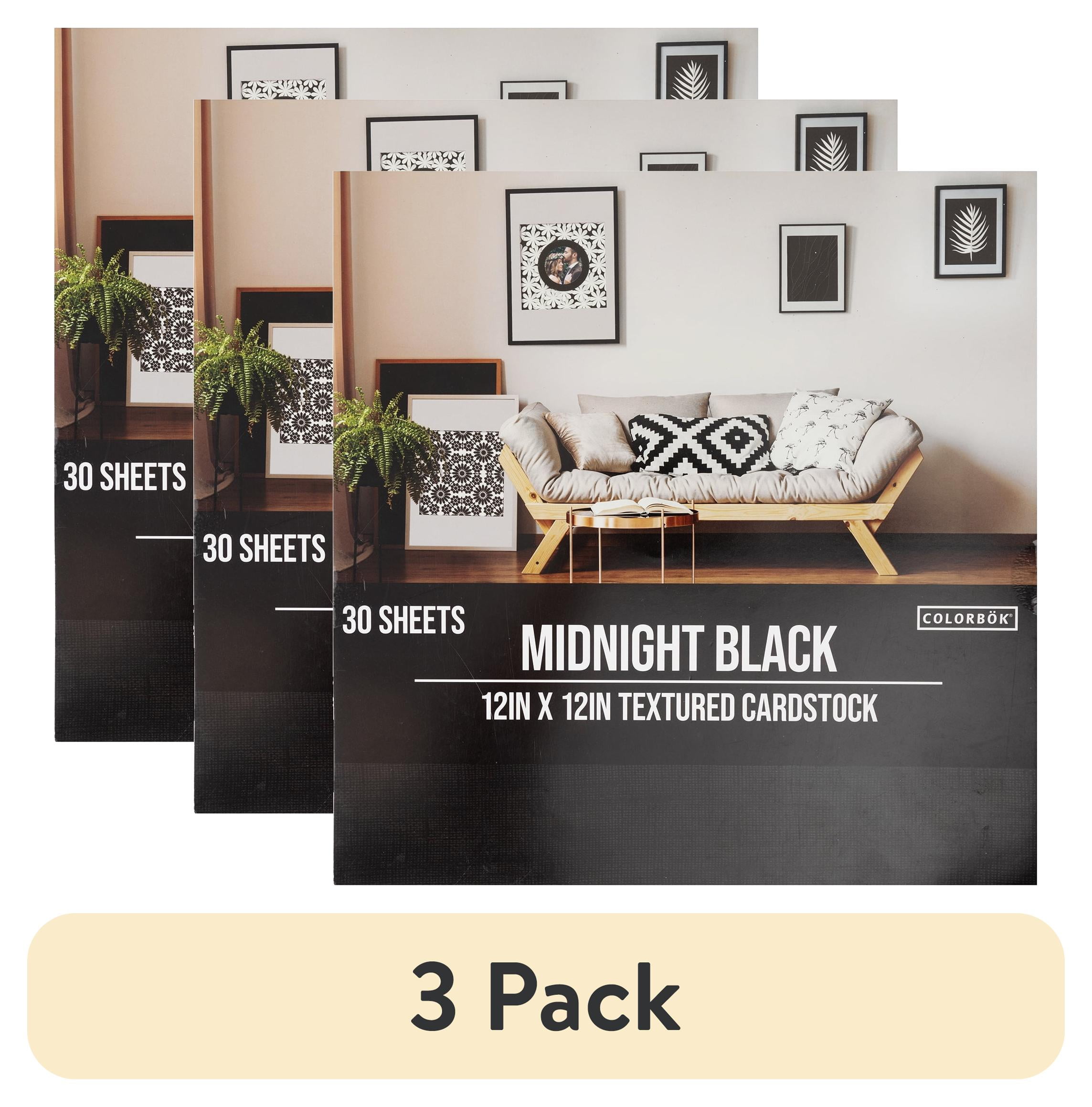 (3 pack) Colorbok Midnight Black Textured Cardstock, 12"x12", 121 lb ...