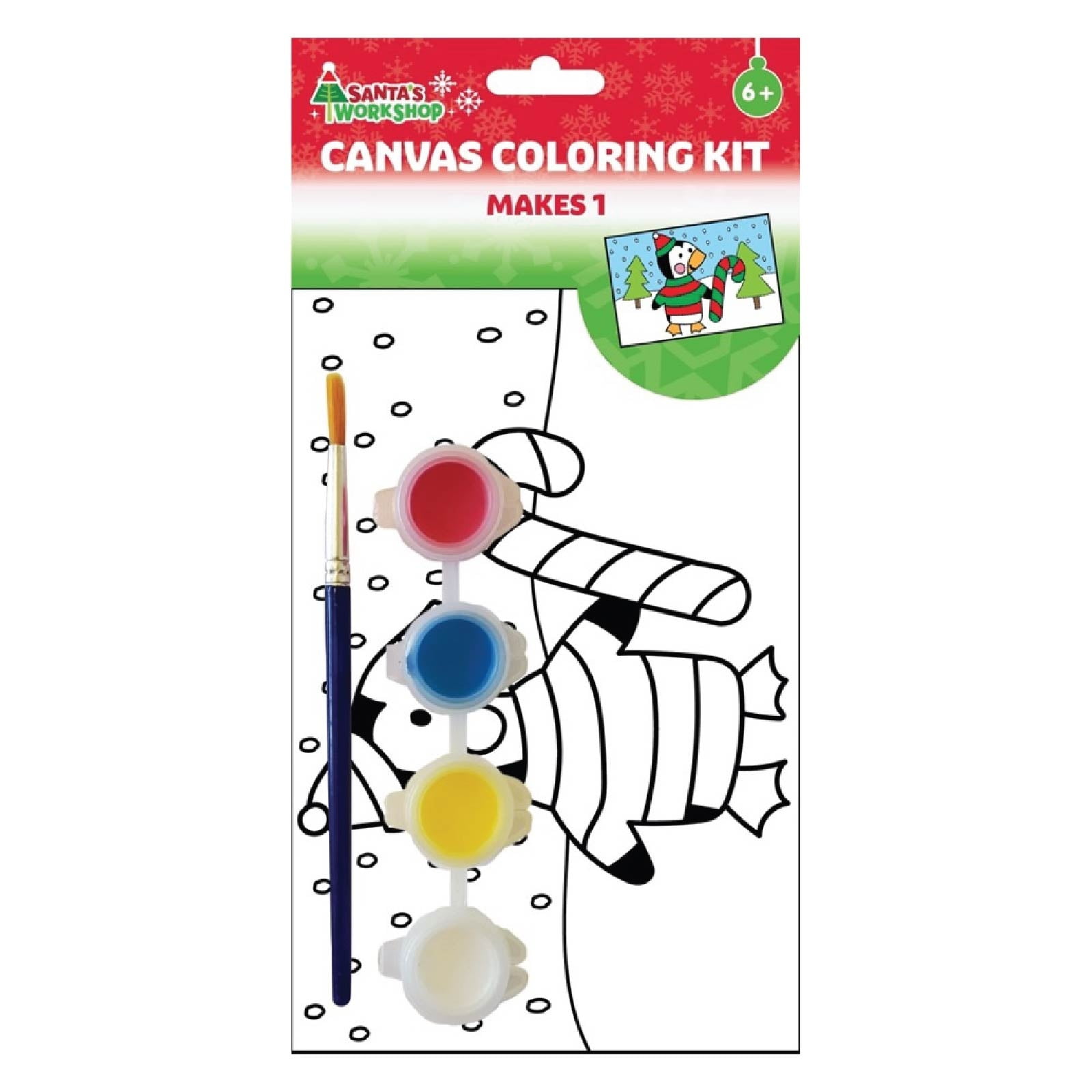 Colorbok Santa's Workshop Canvas Coloring Kit 4"X6"-Penguin - Walmart.com