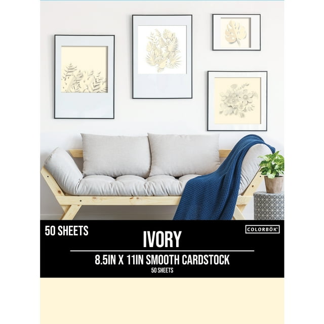 Colorbok Smooth Ivory Cardstock Paper, 8.5"x11", 121 Lbs./ 180 GSM 50 ...