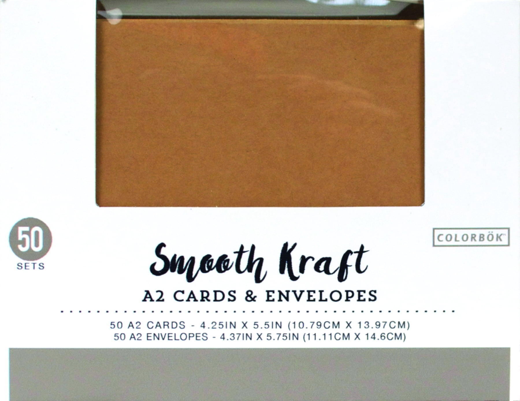 Colorbok Smooth Kraft Brown A2 4.25" x 5.5" Cards & Envelopes, 50 Sets ...