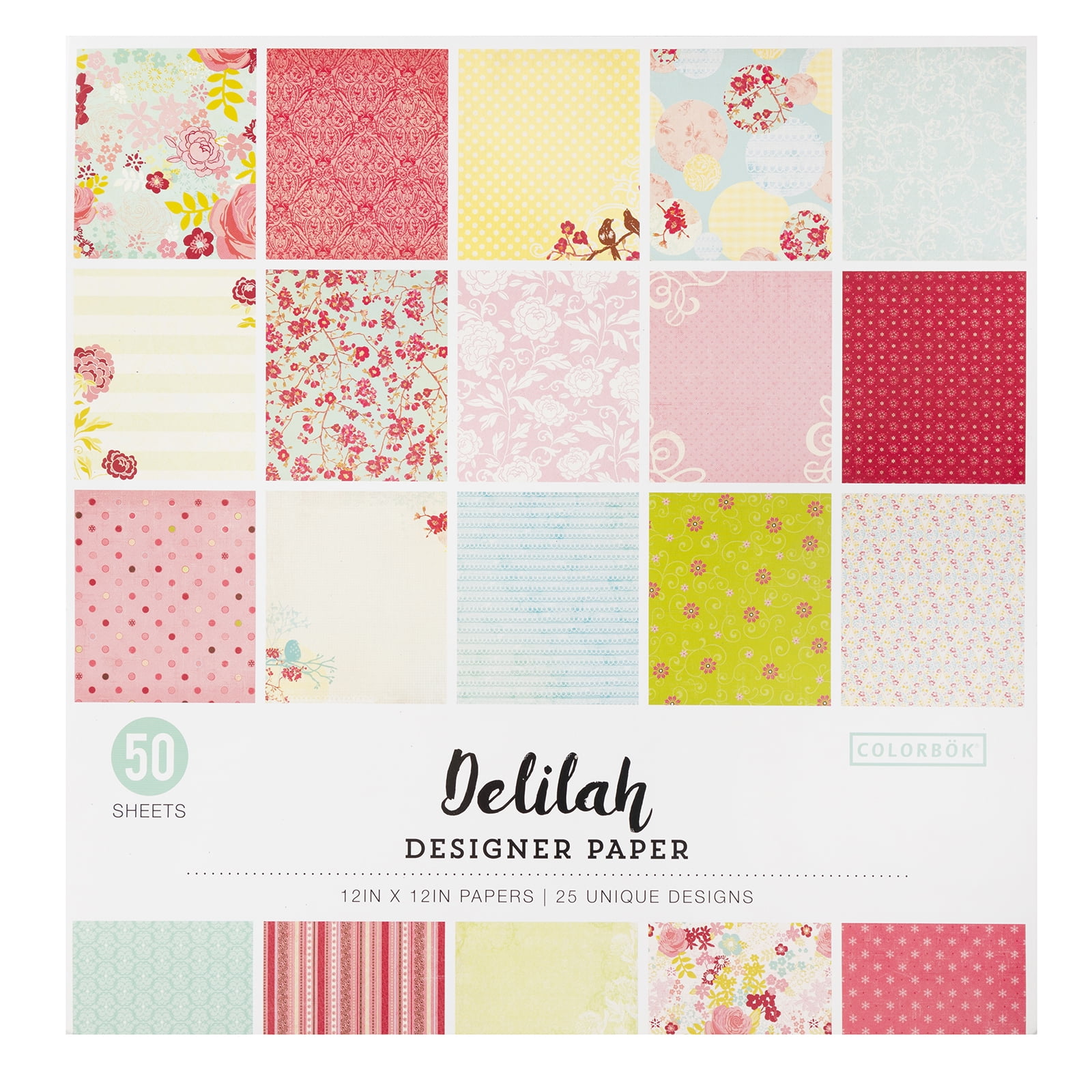 Colorbok Solid Delilah Designer Paper Pad, 12"x12", 67 lb./100 gsm, 50 ...