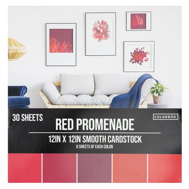 Colorbok Solid Red Promenade Cardstock, 12"x12", 121 lb./180 GSM, 30 ...