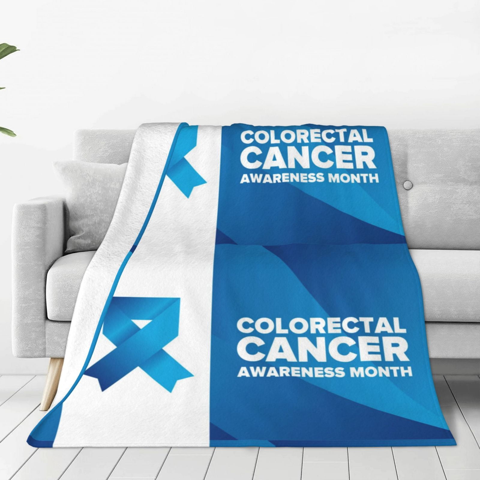 Colorectal Cancer Awareness Month Blue Ribbon 2024 Flannel Blanket ...