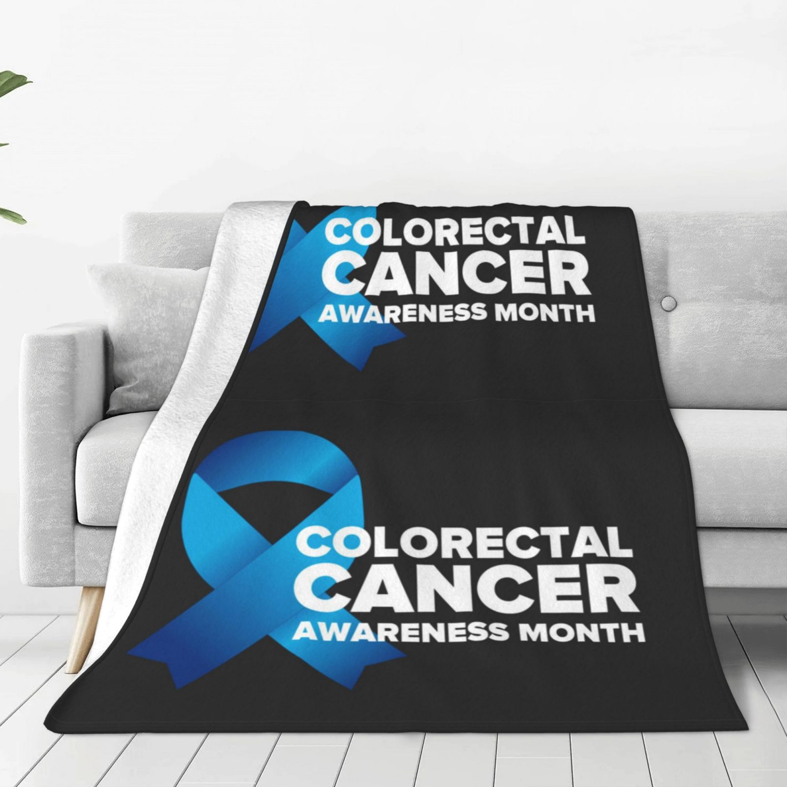 Colorectal Cancer Awareness Month Blue Ribbon 2024 Flannel Blanket ...