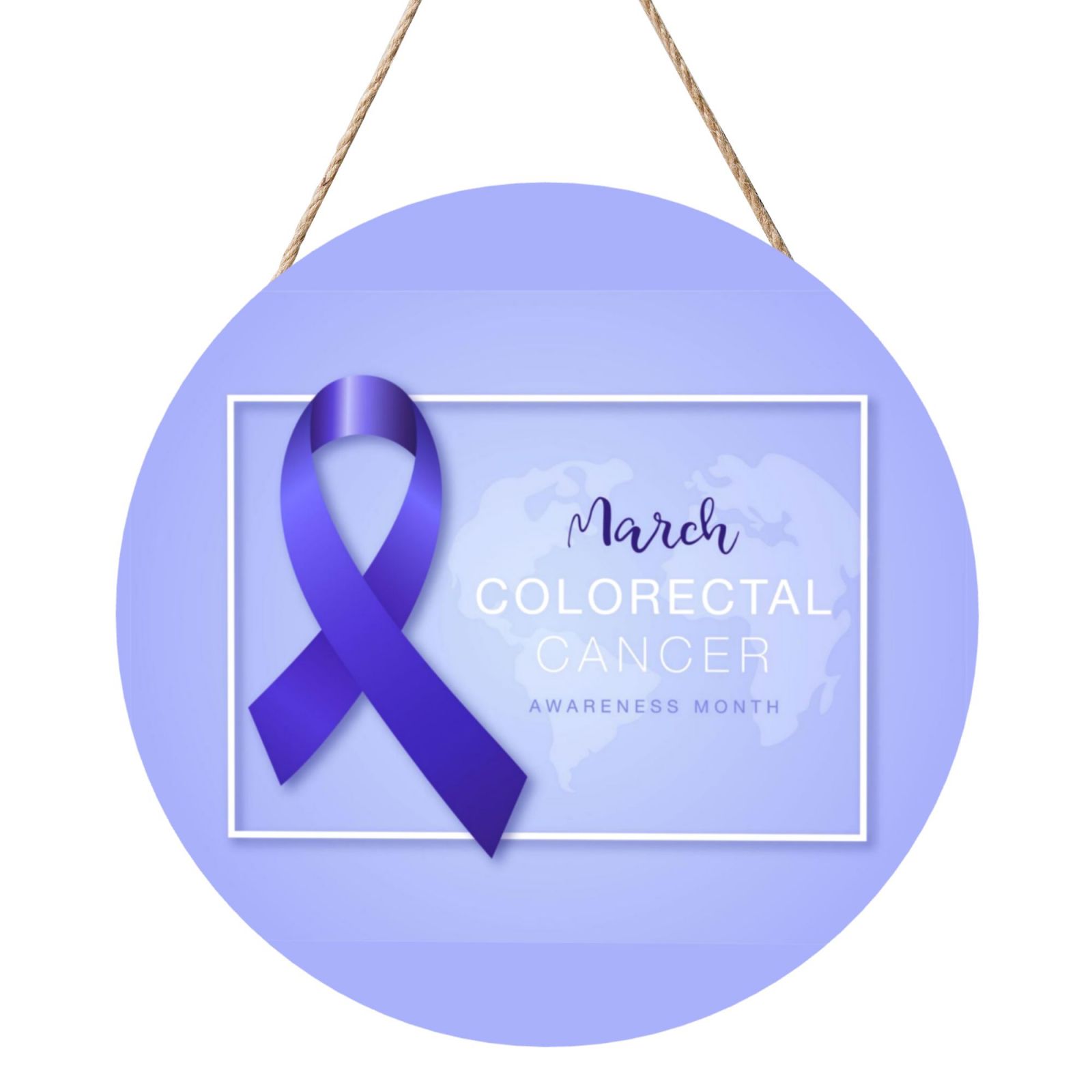Colorectal Cancer Awareness Month Blue Ribbon 2025 Wooden Hanging Sign ...