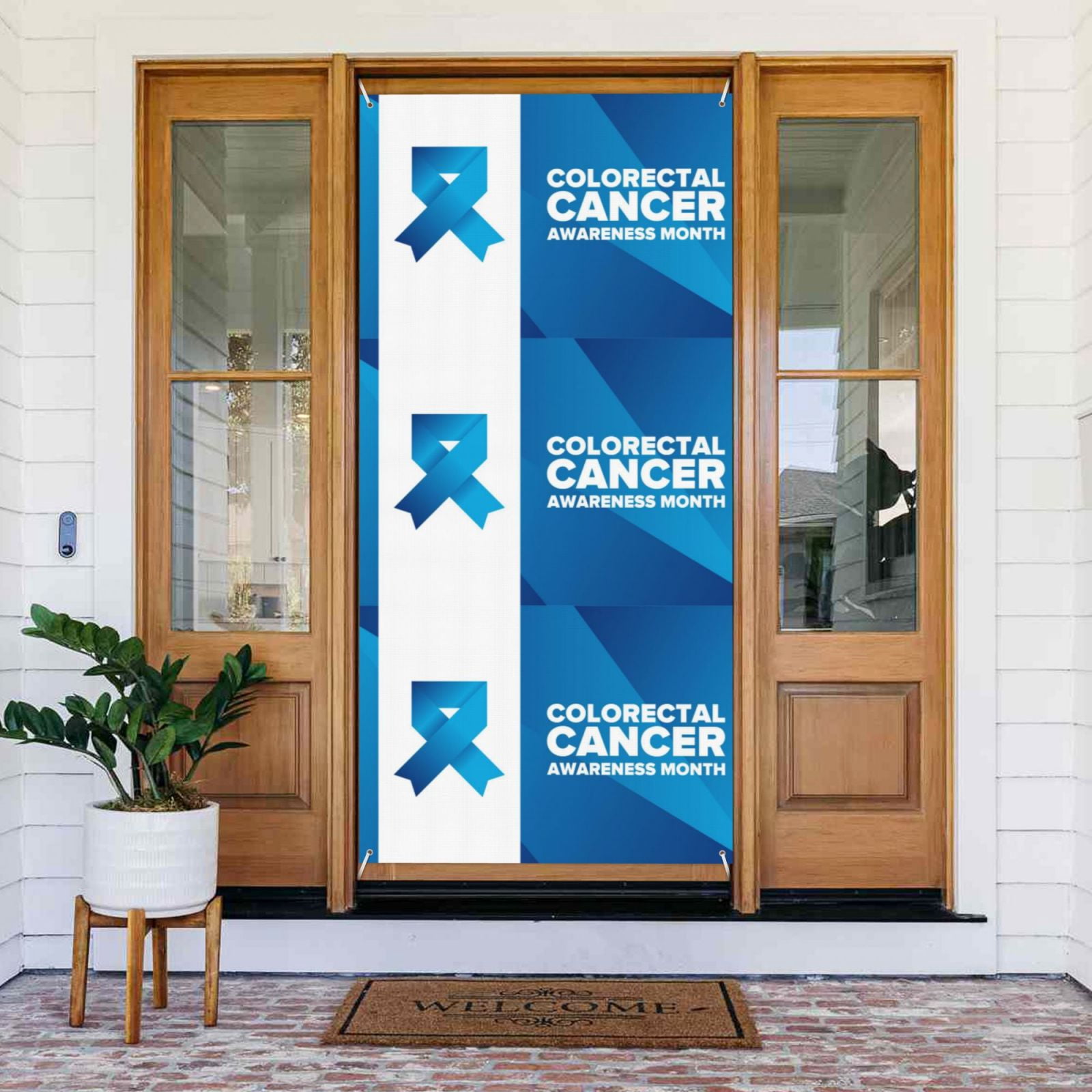 Colorectal Cancer Awareness Month Blue Ribbon Door Cover Decoration ...