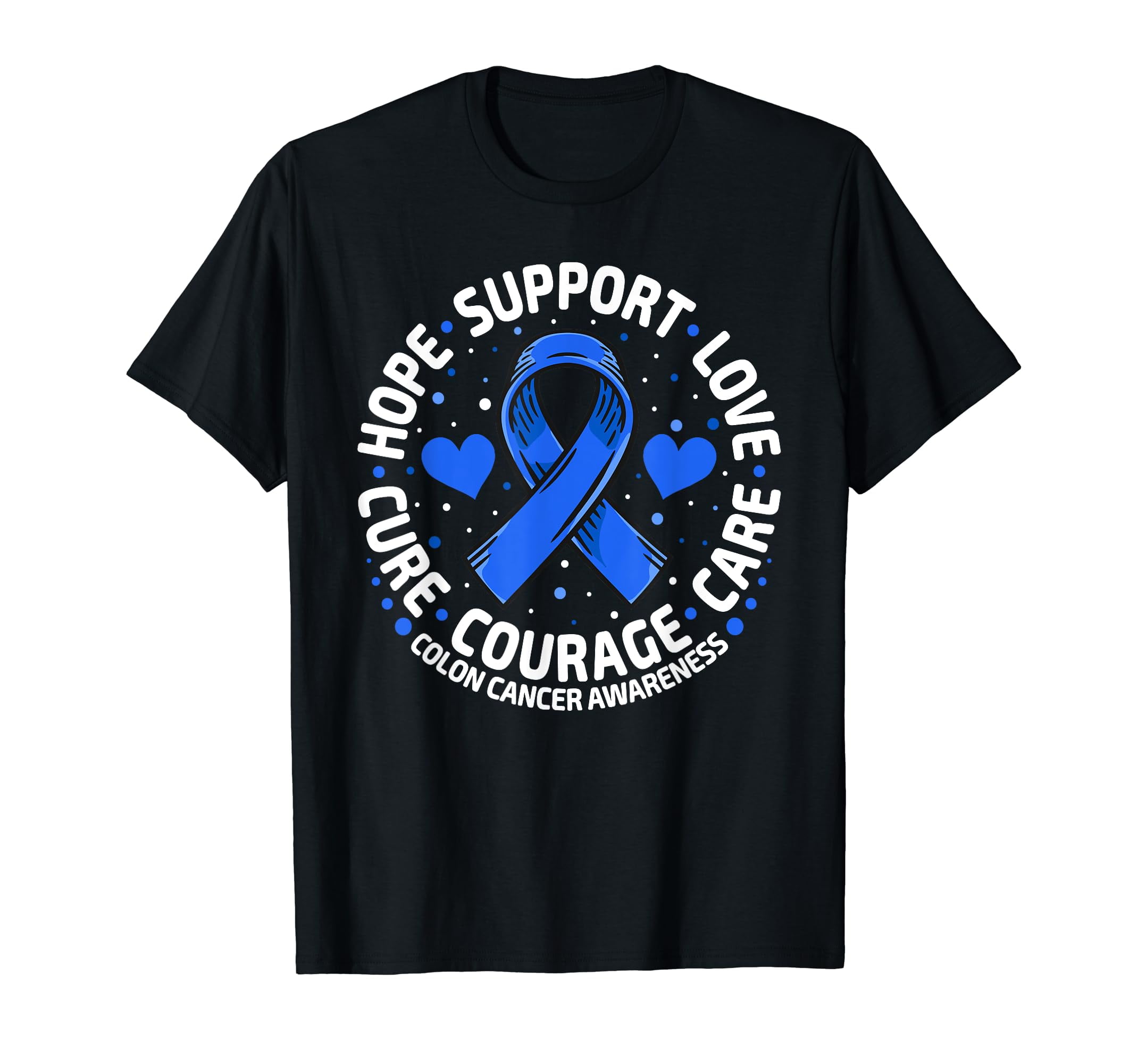 Colorectal Cancer Family Support Blue Colon Cancer Awareness T-Shirt ...