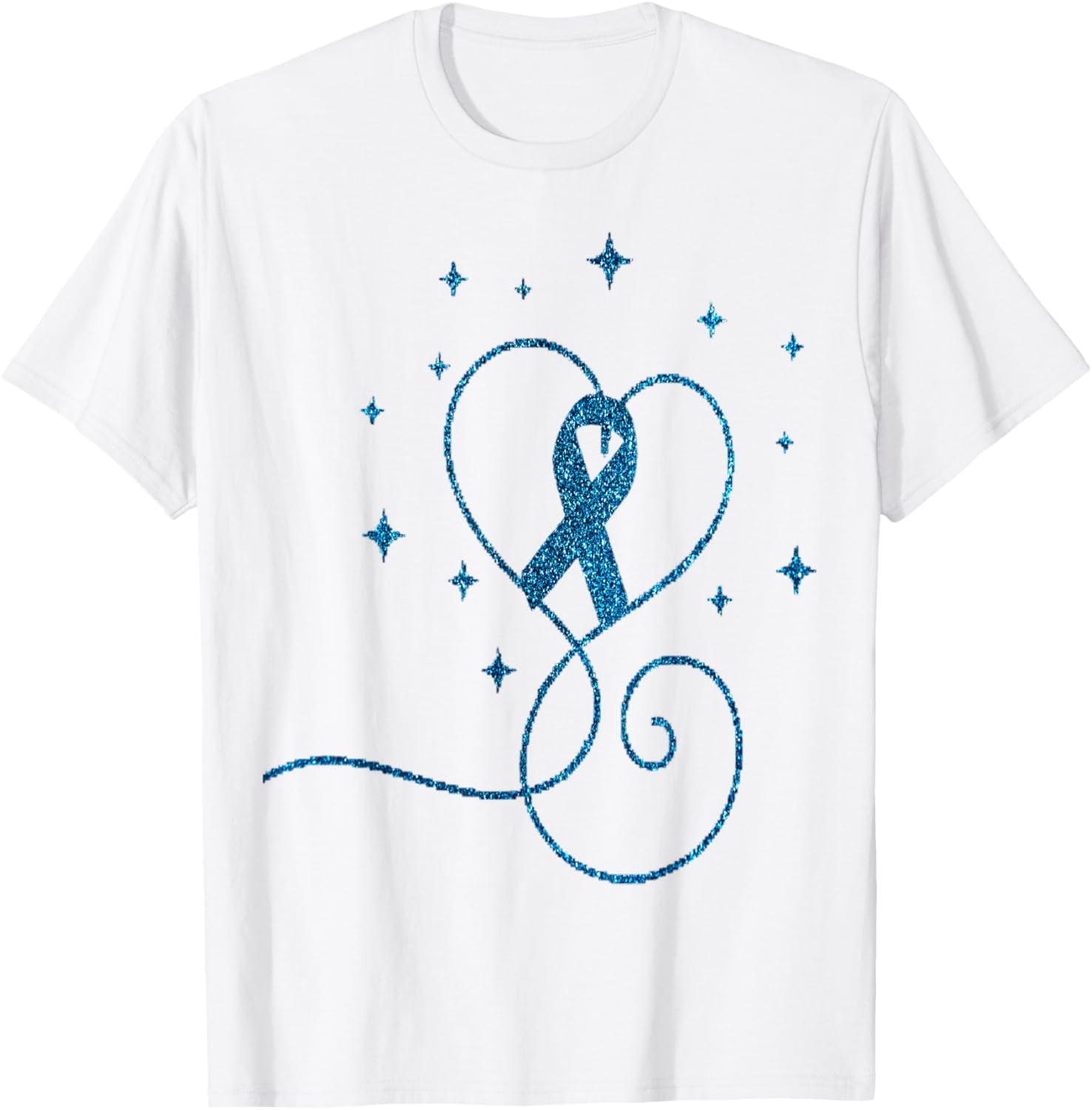 Colorectal Heart Blue Ribbon Colon Cancer Awareness Gift T-Shirt ...