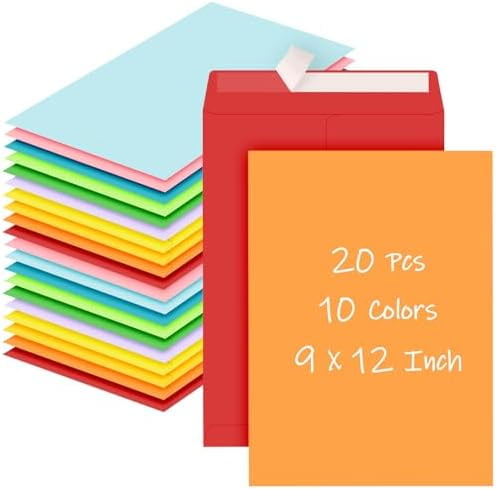 Colored 9 x 12 Envelopes, 20 Pcs Mailing Envelopes, Colorful Large ...