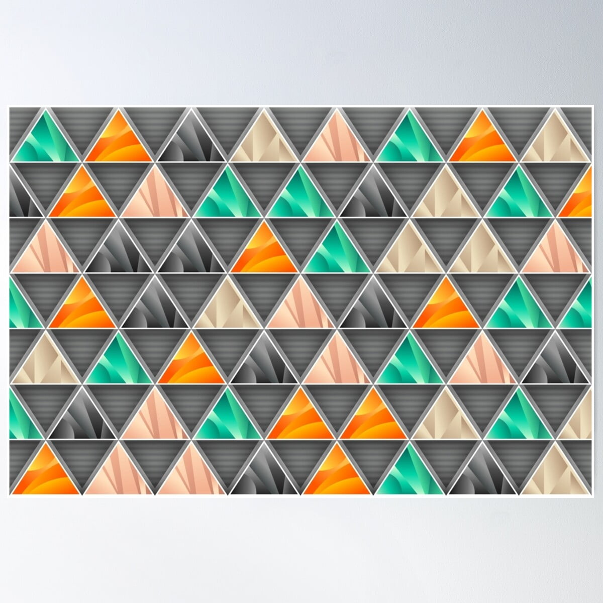 Colored Abstract Geometric Triangle Shape Poster Wall Art, Modern Wall ...