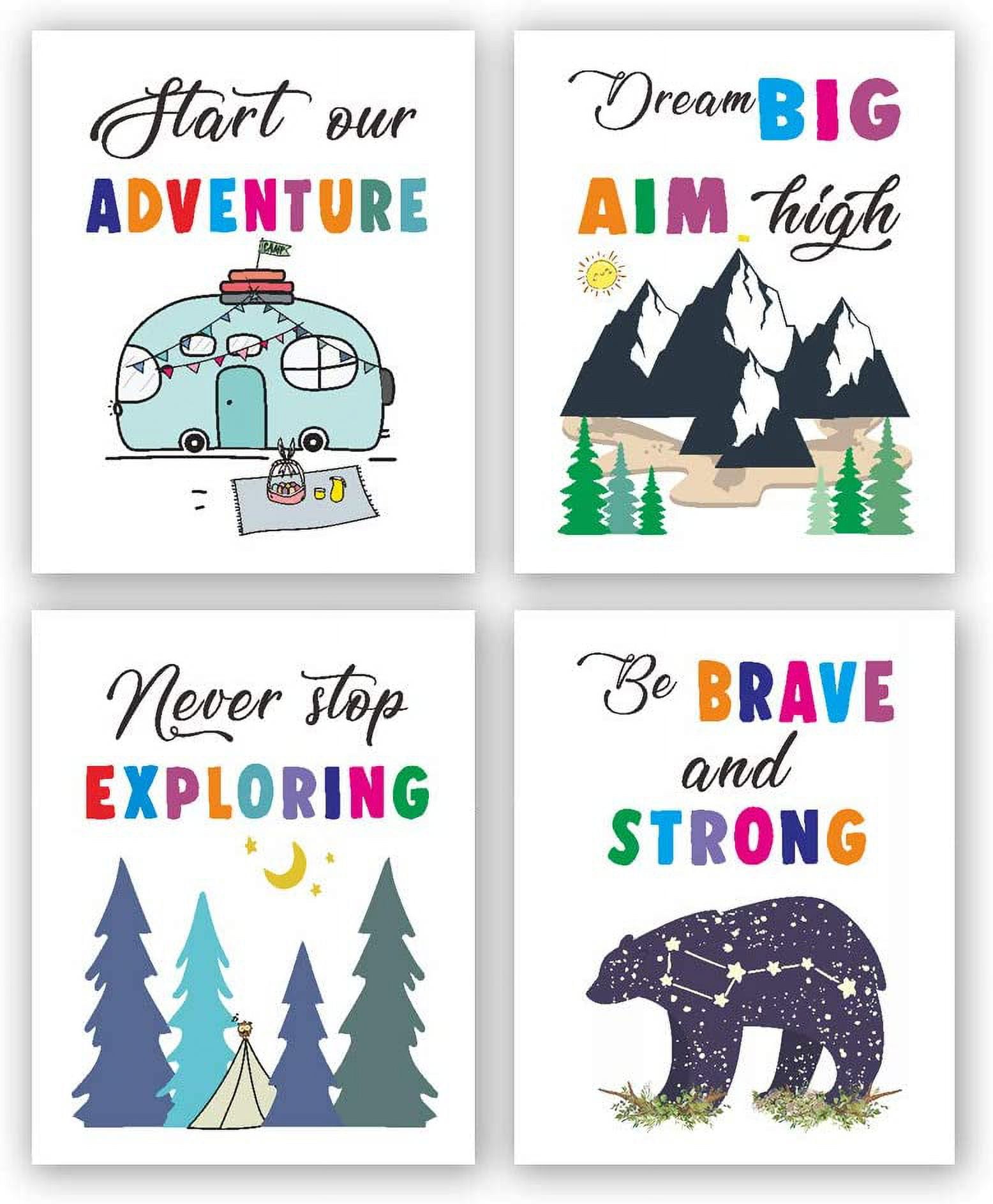 Colored Adventure Art Prints,Kids Inspirational Decor, Camping Wall ...