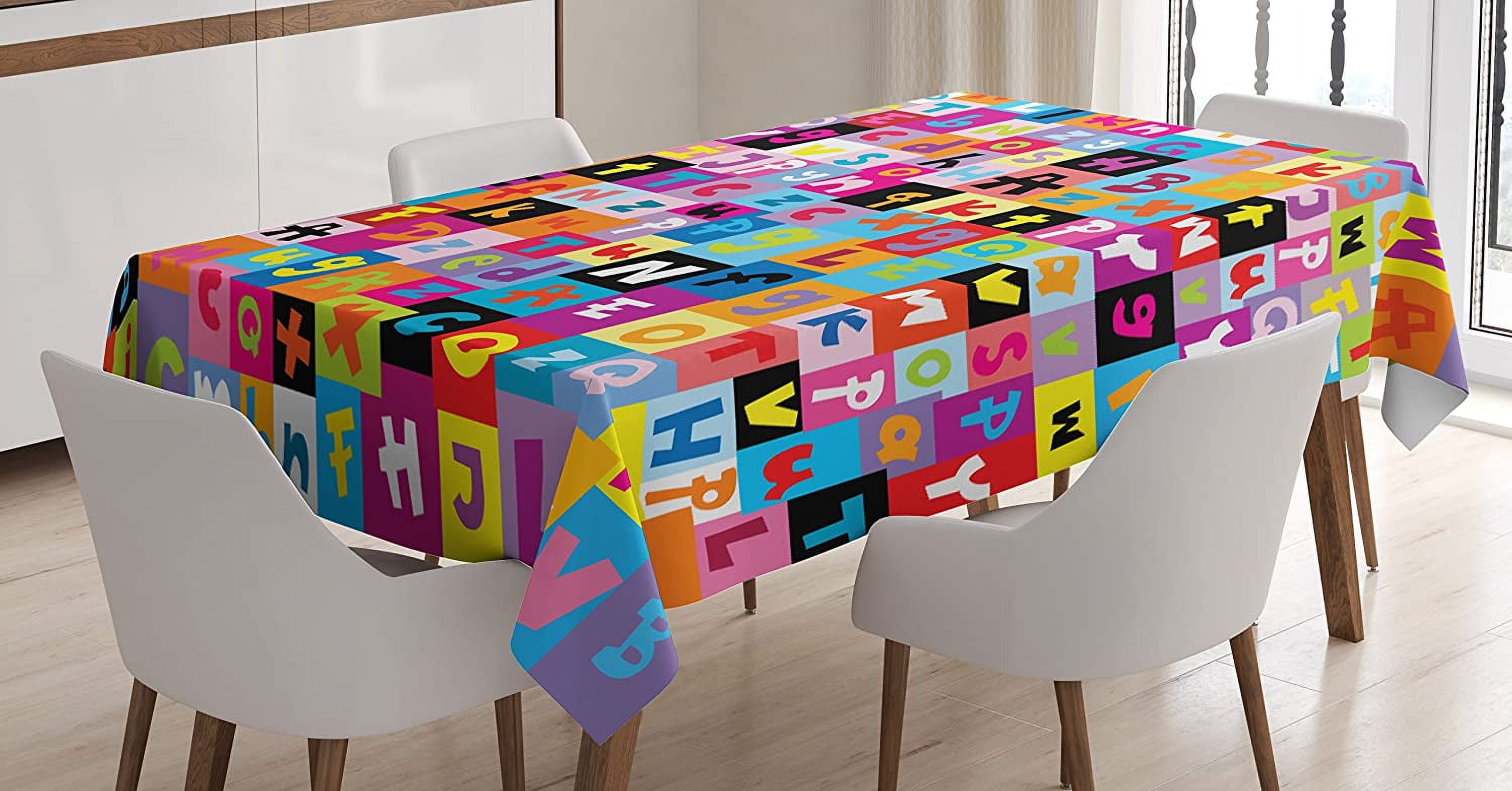 Colored Alphabet Letters Pattern School Puzzle Children Graphic Print ...