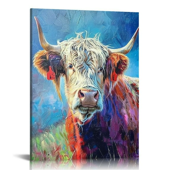 Colored Animal Canvas Wall Art Street Art Graffiti Free Heights Cow ...