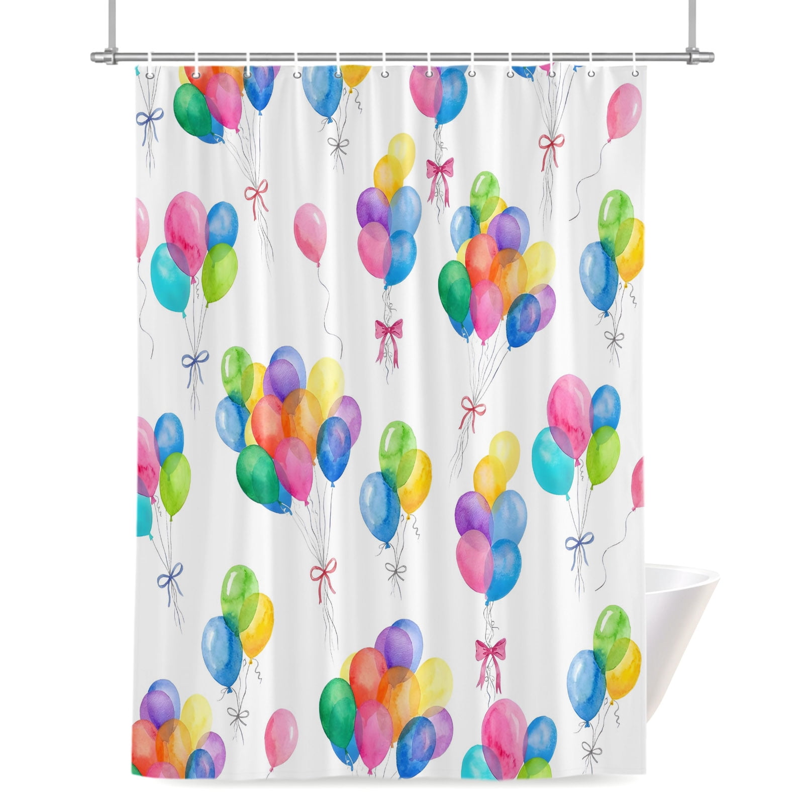 Colored Balloons Shower Curtains for Bathroom, Watercolors Yellow Green ...