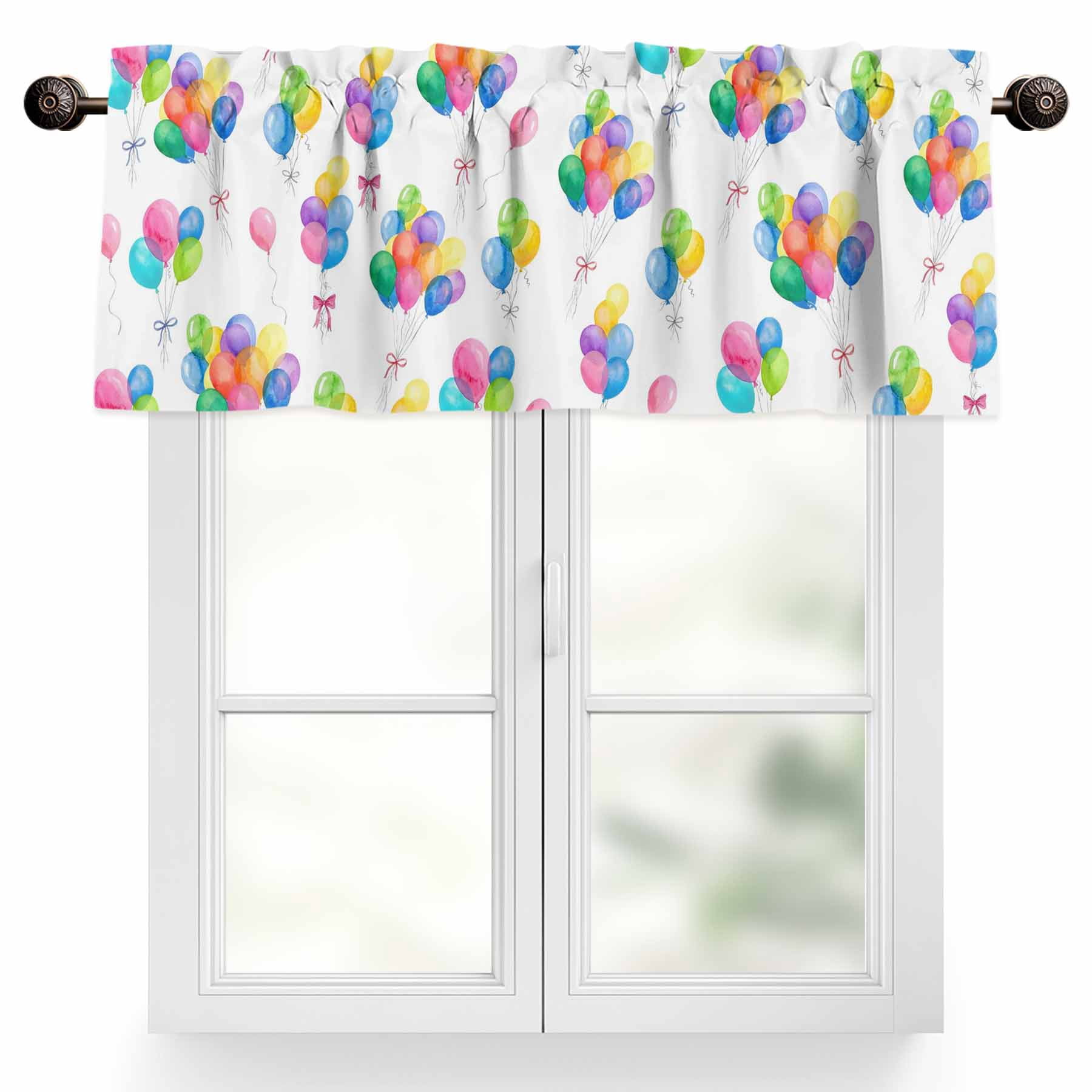 Colored Balloons Valances for Windows Watercolors Yellow Green Balloon ...