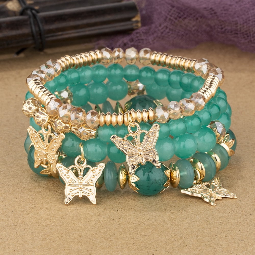Colored Black Ladies Jewelry Bohemian Multi-Layer Crystal Beads ...