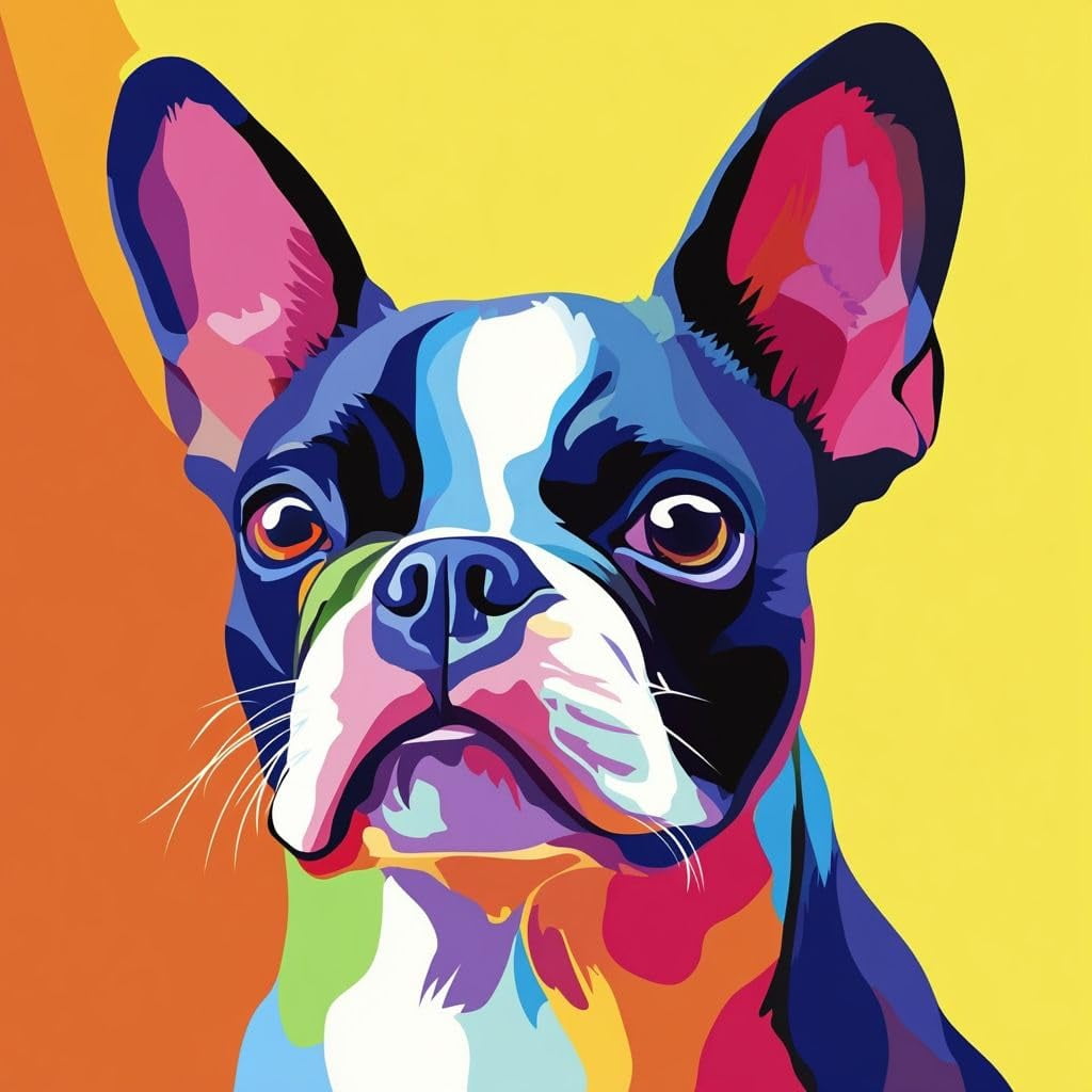 Colored Boston Terrier DIY 5D Diamond Art Painting by Number Kits for ...