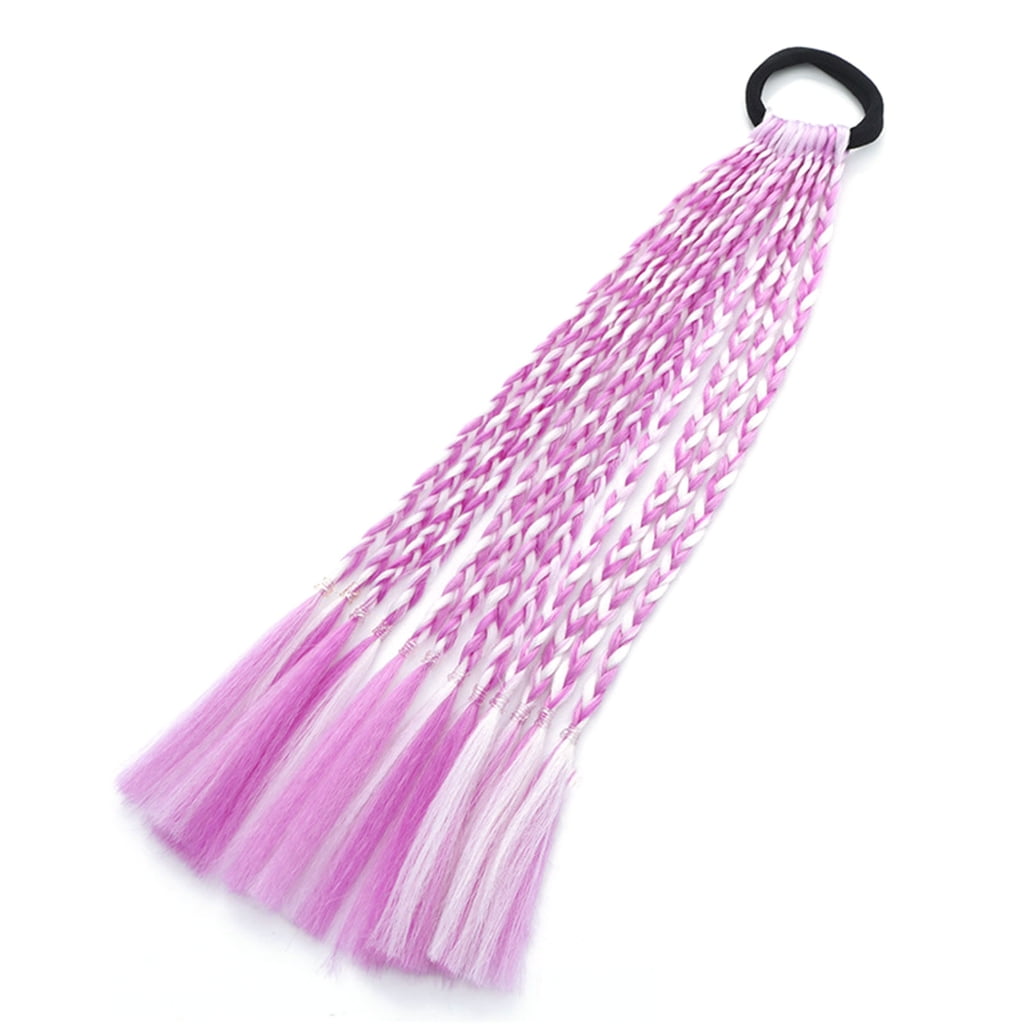 Colored Braids Hair Extensions with Bands Ponytail Hair Extension for ...