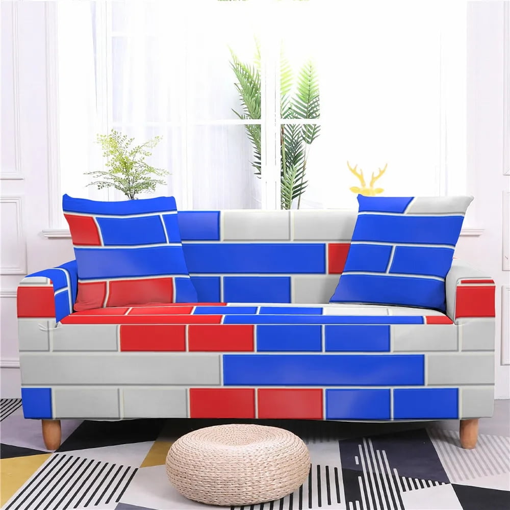 Colored Brick Wall Texture Geometry Retro Style Sofa Cover Sofa ...