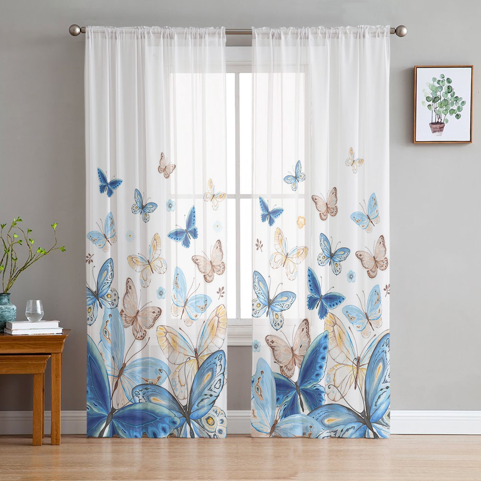 Colored Butterfly Heart Shape Sheer Curtain for Living Room Bedroom ...