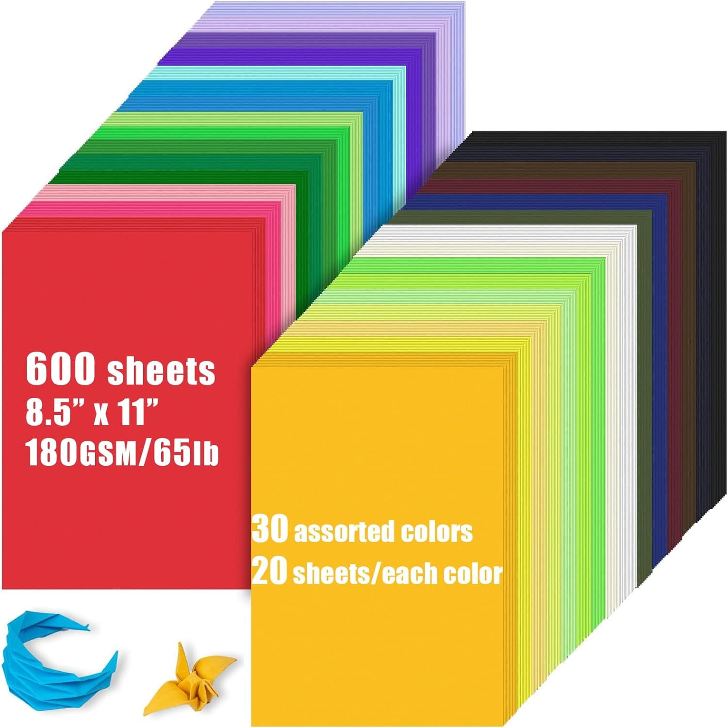Colored Cardstock Bulk 600 Sheets, 8.5” x 11” Cardstock Paper 30 ...