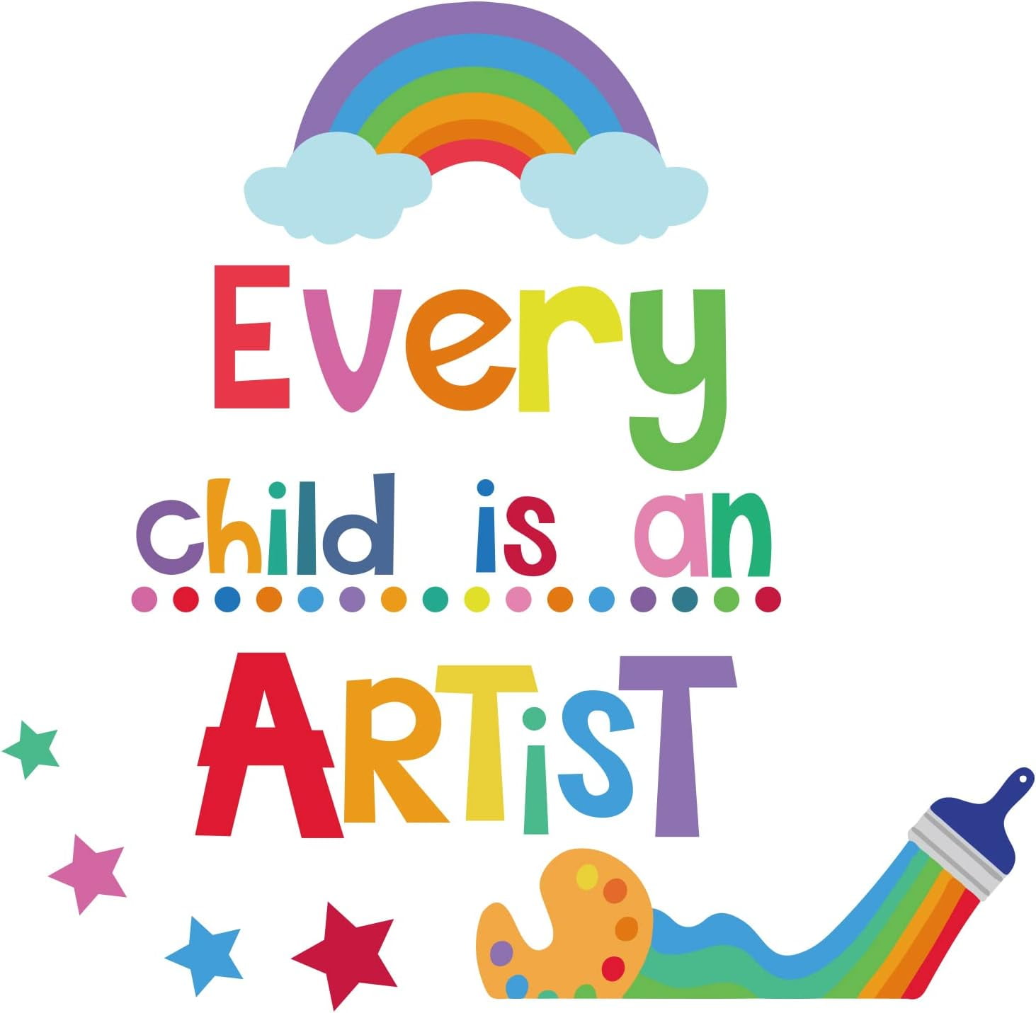 Colored Children's Motivation Wall Decals Every Child is an Artist Wall ...