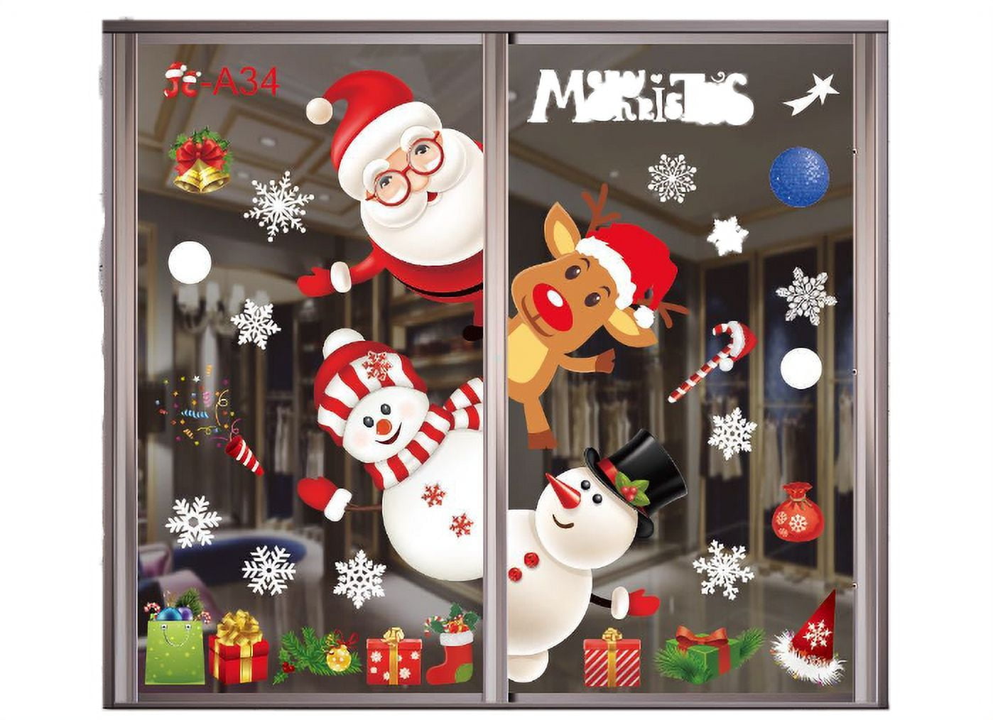 Colored Christmas decorations Colored Christmas window stickers wall ...