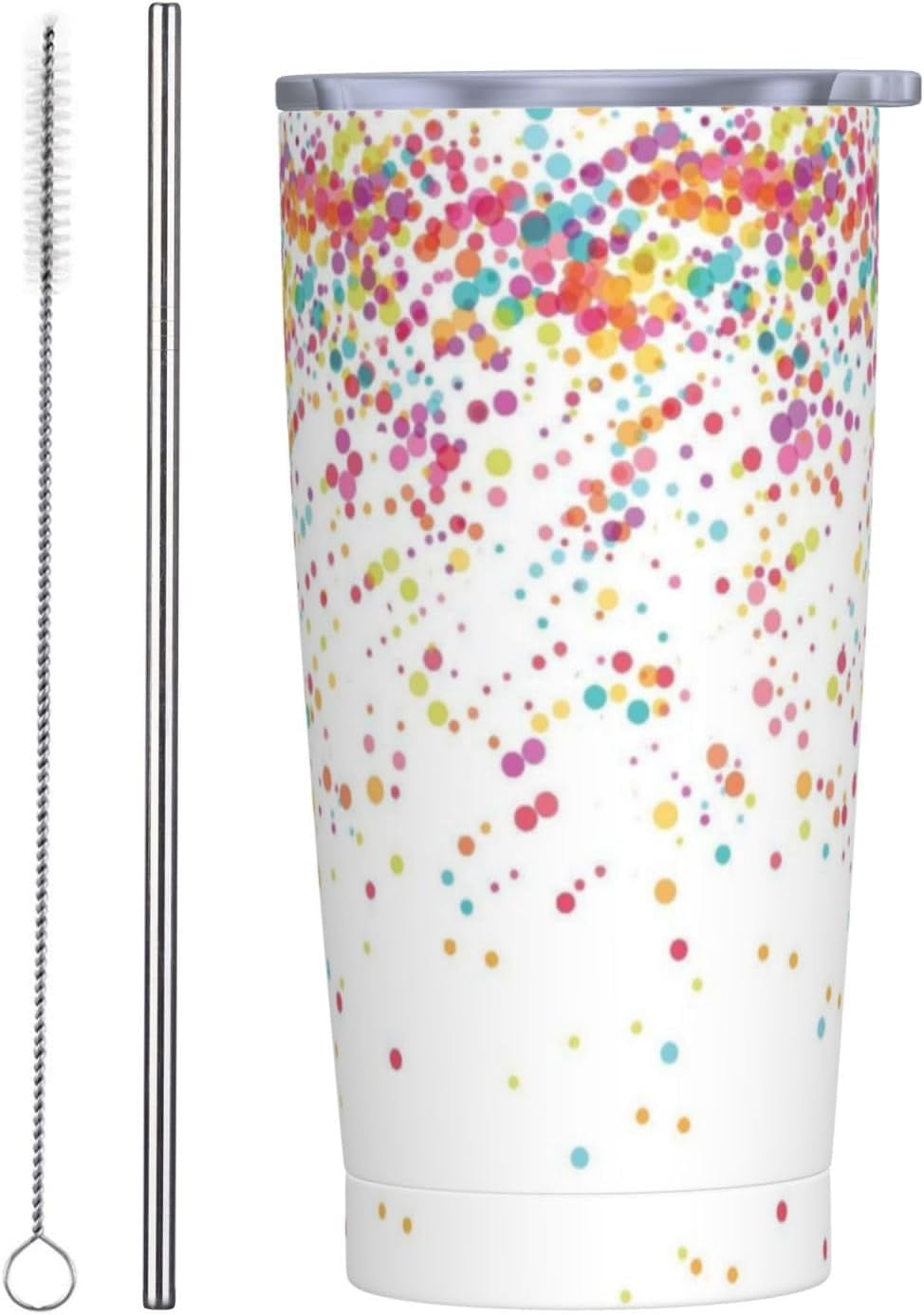 Colored Confetti 20oz Tumbler with Lid and Straw for Women, Glitter ...