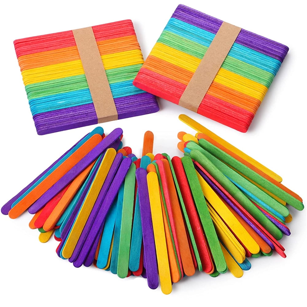 Colored Craft Sticks 200 Pcs Wood Ice Cream DIY Stick for Home ...
