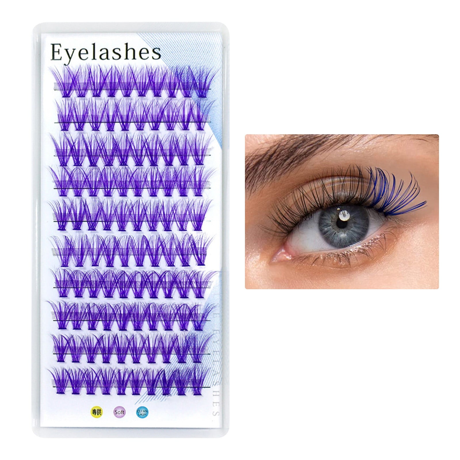 Colored Curly Eyelash Clusters Natural Wispy Mixed Length Soft False ...