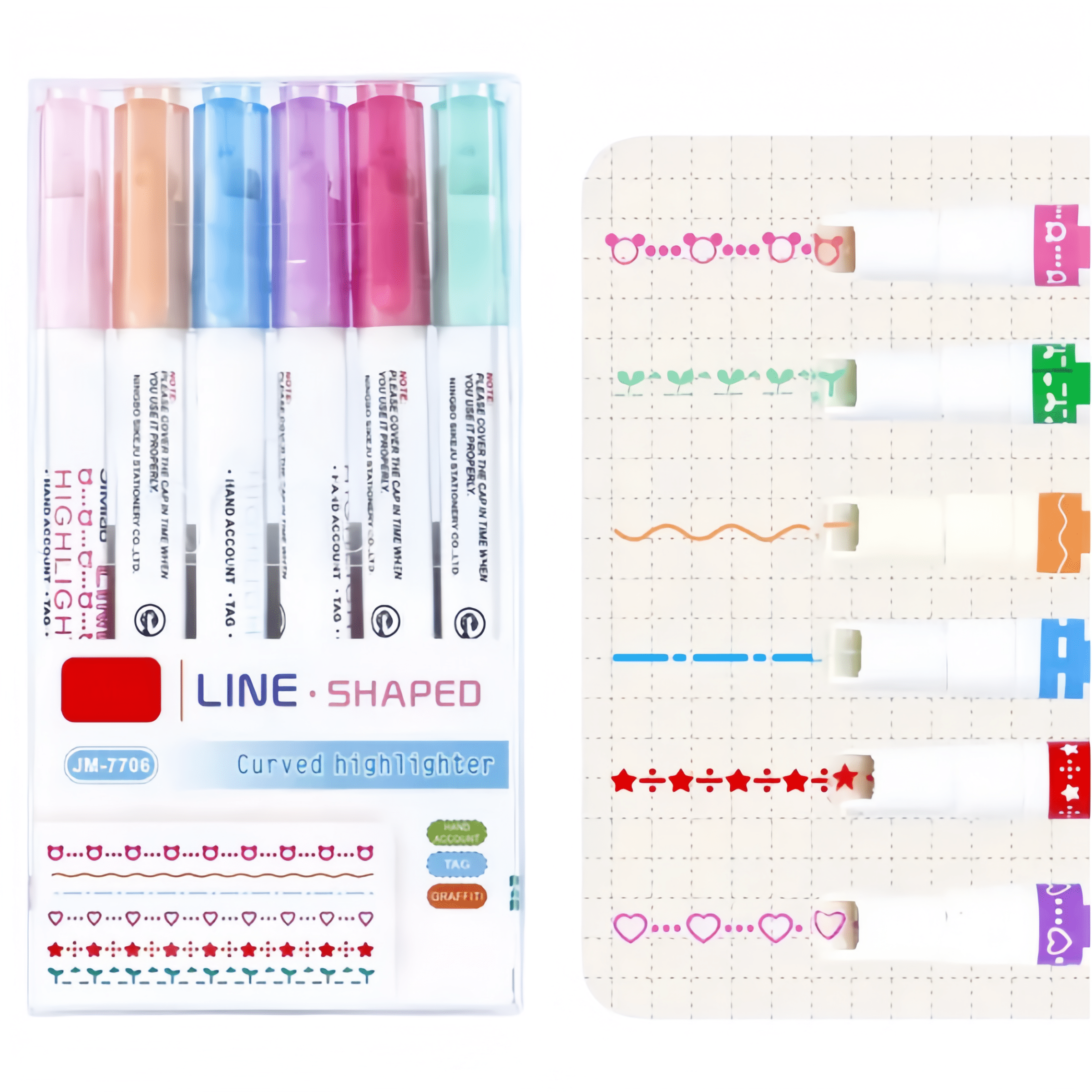 Colored Curve Pens, BKSDUEH Curve Highlighter Pen for Note Taking ...