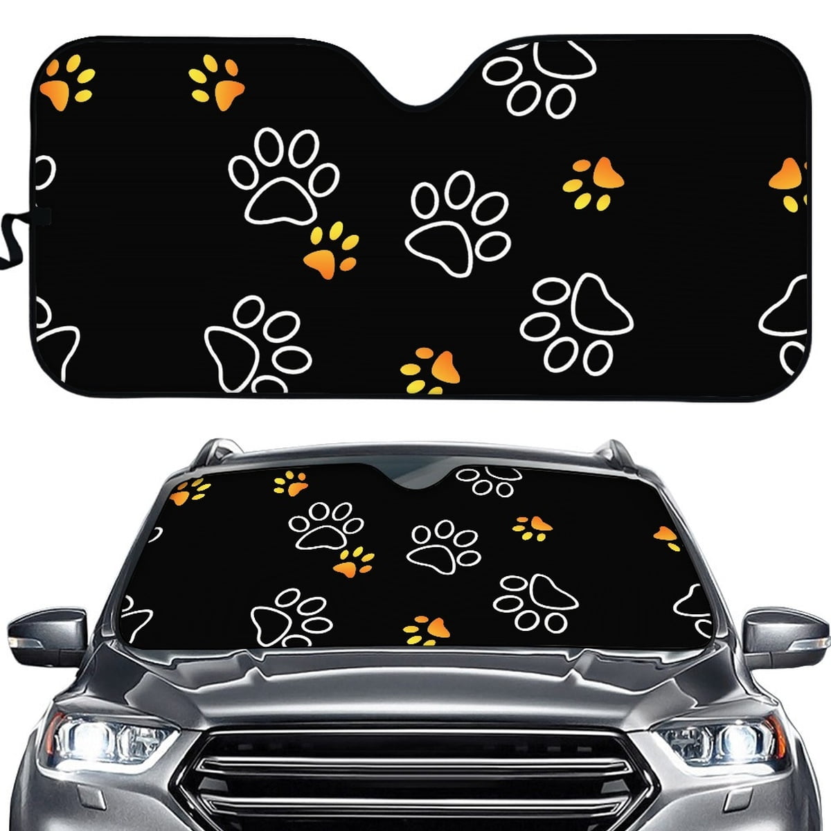 Colored Dog Paws Design Auto Sunshades Large Size Dirt-resistant Sun ...