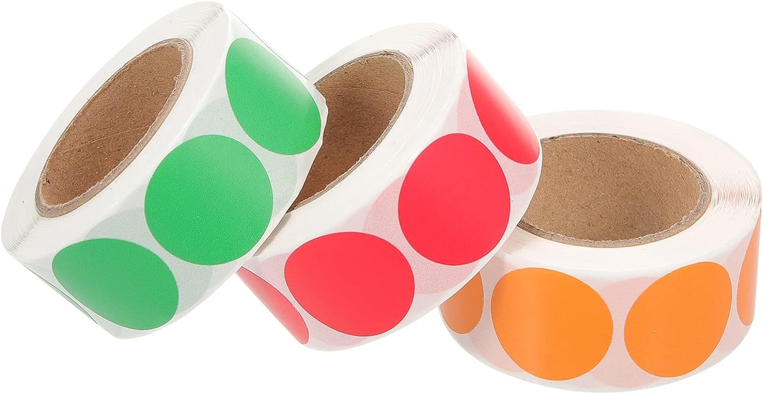 Colored Dot Stickers Round Color Coding Labels 3 Rolls of Circle Dots ...
