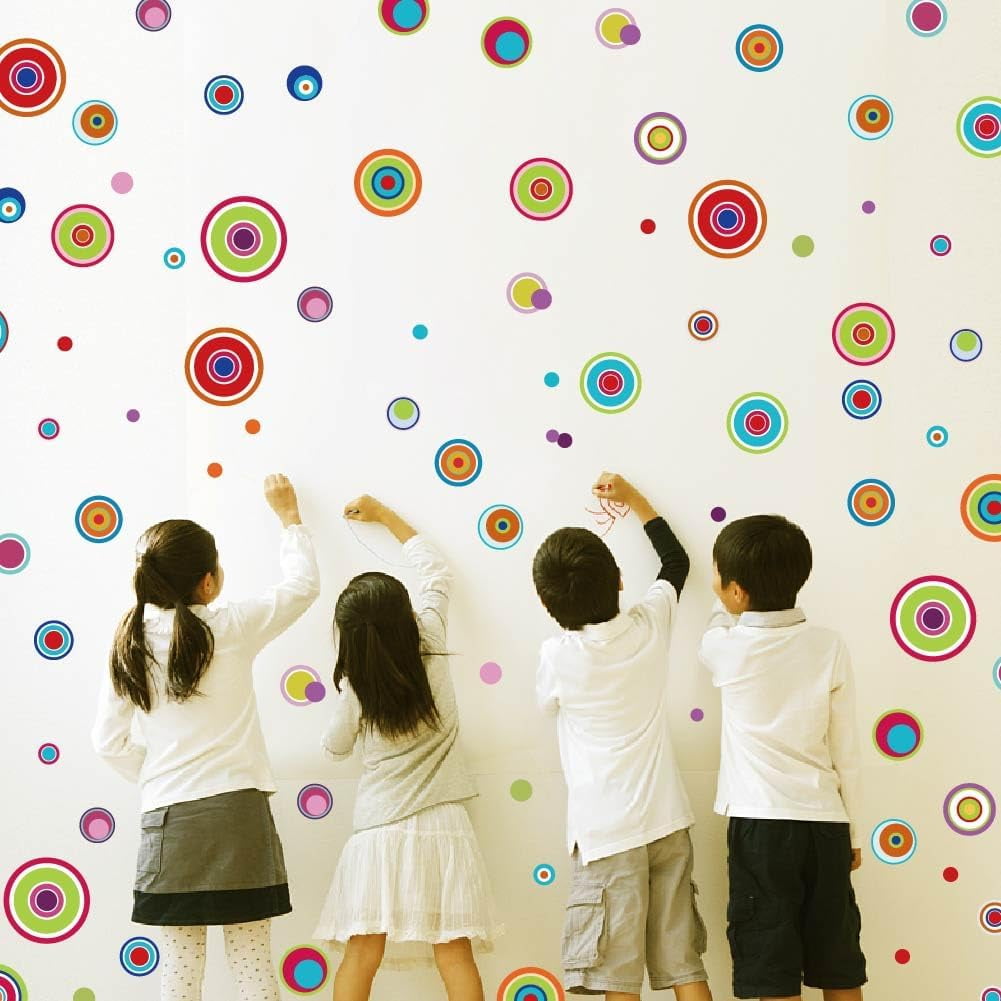 Colored Dots Wall Stickers Circle Wall Decal 162PCS Colorful Polka Dot ...