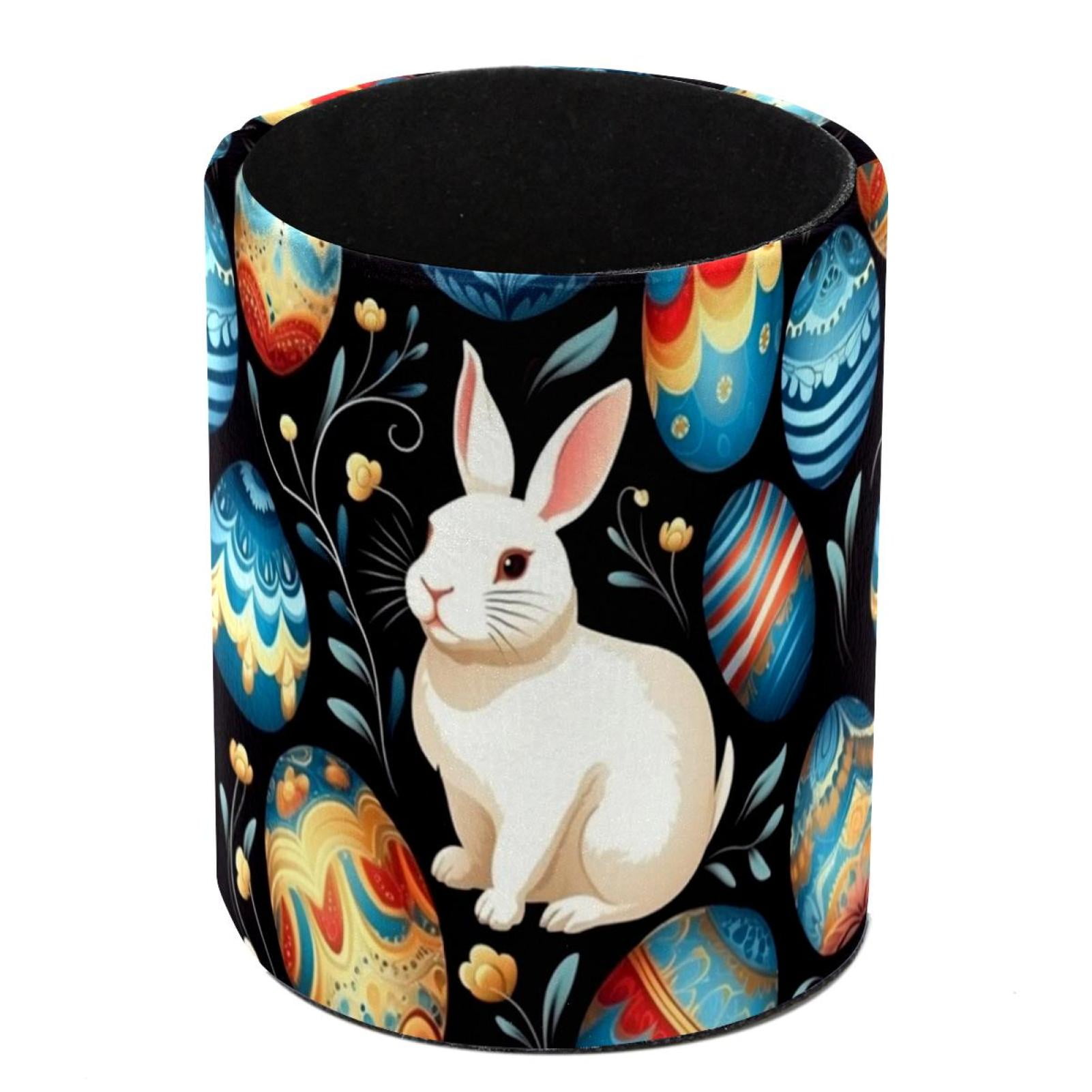 Colored Easter Egg Rabbit PVC Leather Circular Pen Holder for Desk ...