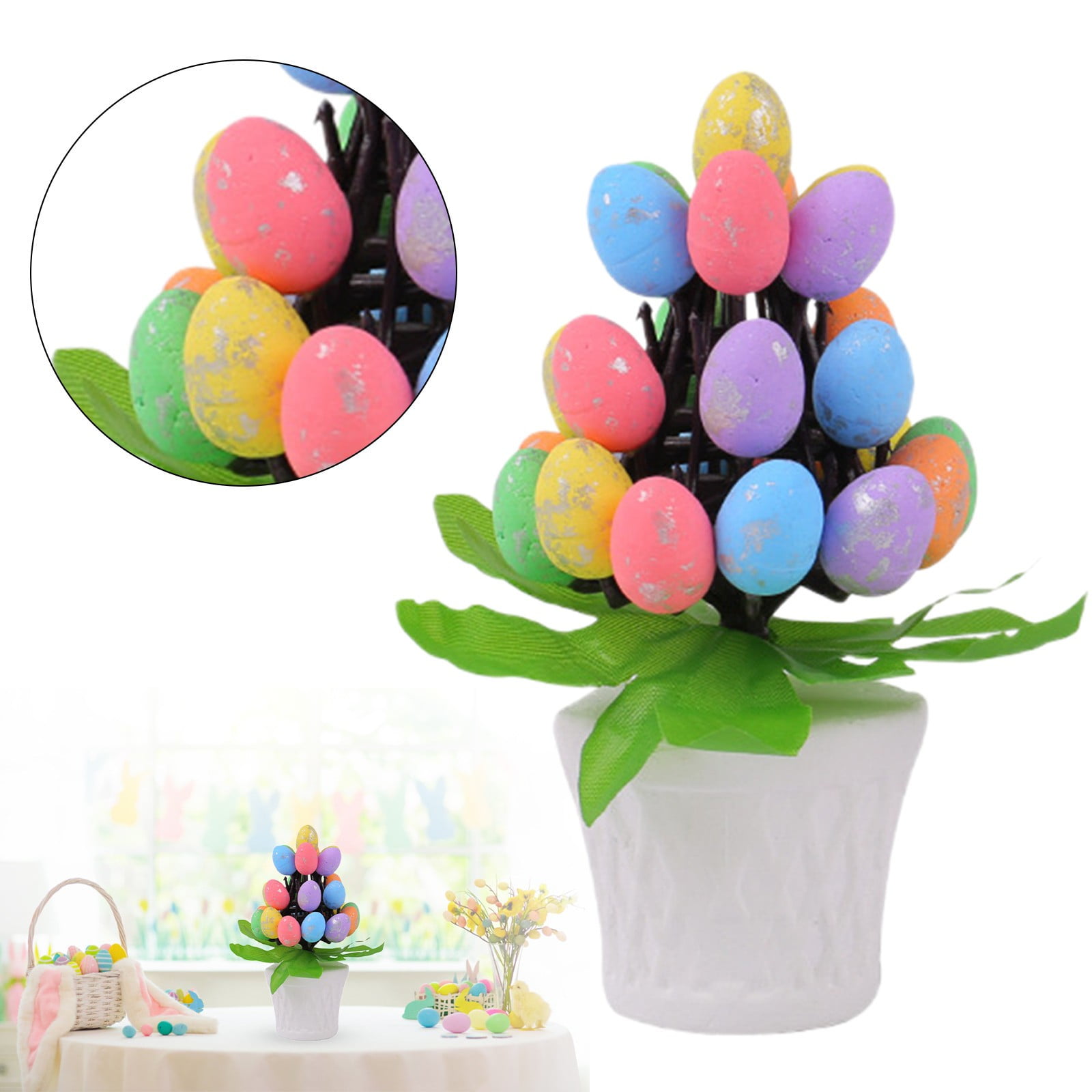 Colored Egg Greenery Easter Egg Potted Tabletop Decoration Festival Simulation Resurrected Egg ...