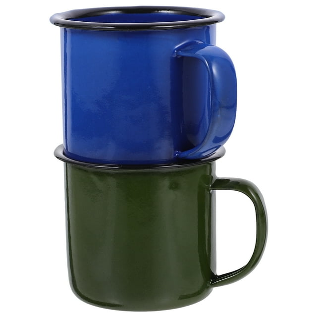 Colored Enamel Mug Tea Cups Drinking Coffee Tin Camping Mugs Nostalgia ...