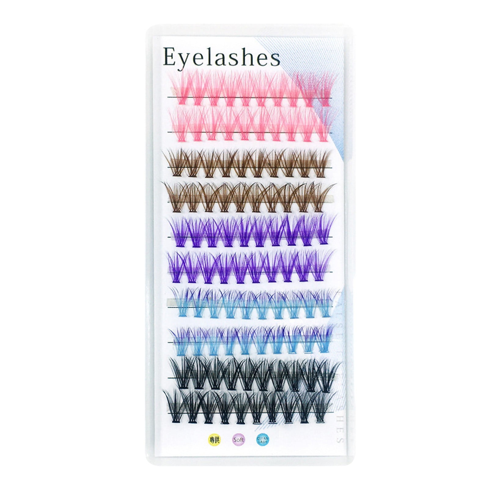 Colored Eyelash Clusters Curly Eyelashes 25Mm Eyelashes Blue Colors ...