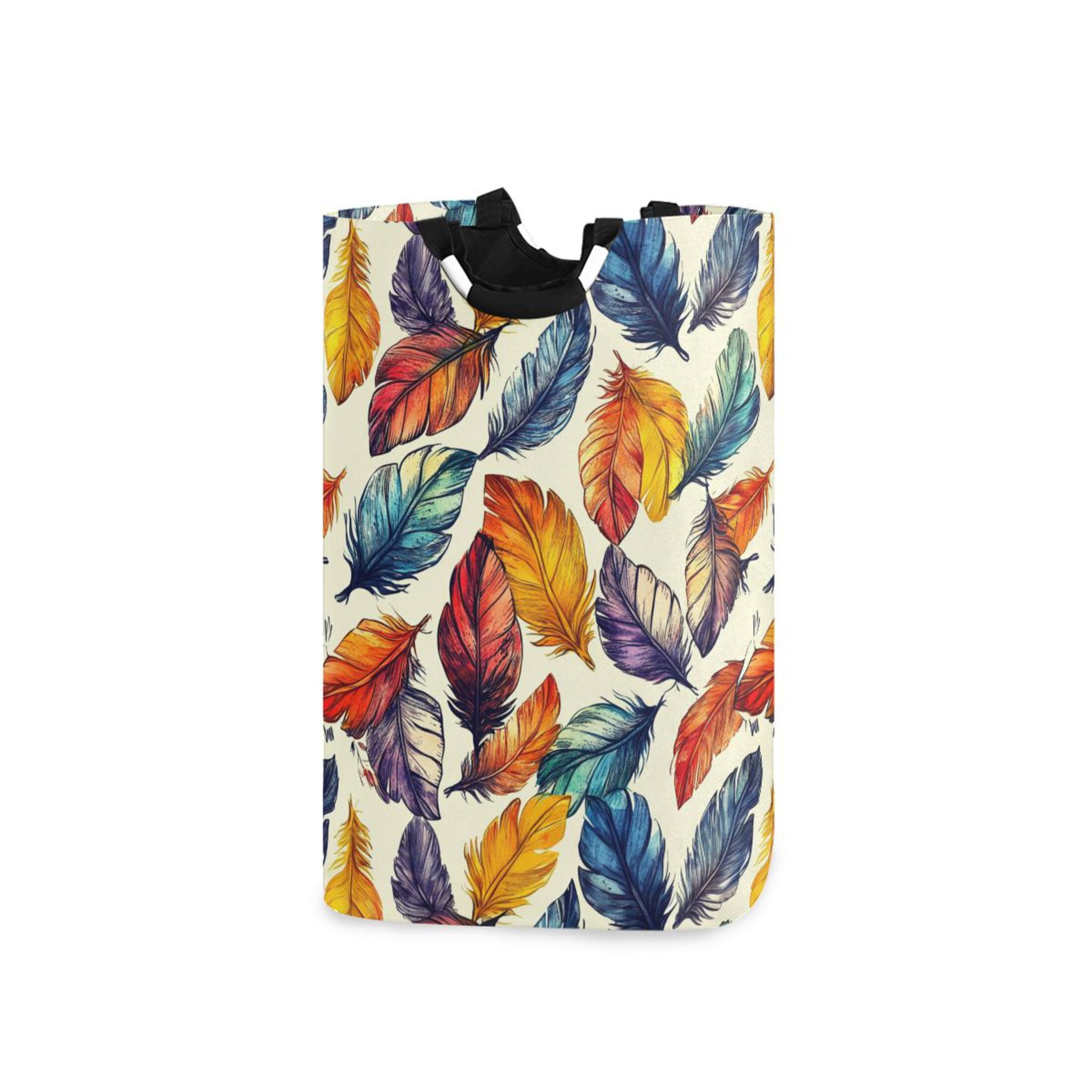 Colored Feathers Laundry Basket with Handles 50L Collapsible Laundry ...