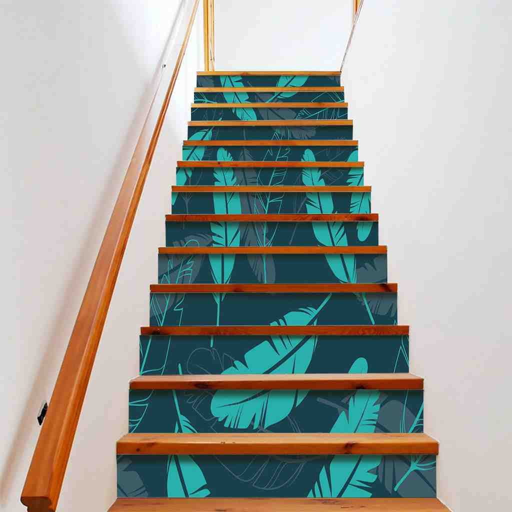 Colored Feathers Stair Stickers Bird Feathers Staircase Decals Modern ...