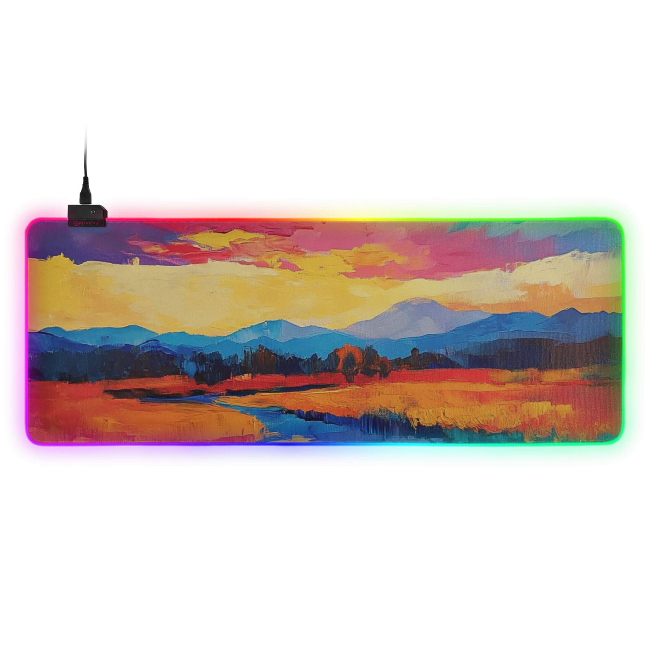 Colored Fields and Skies RGB Gaming Mouse Pad Large Keyboard Mat Rubber ...