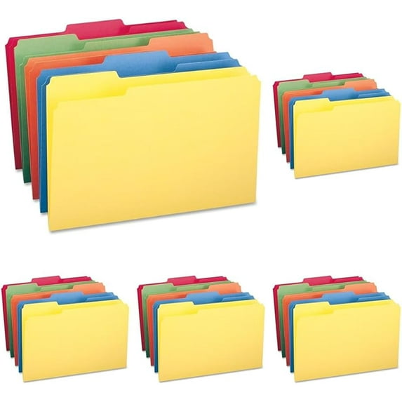 Colored File Folder, 1/3-Cut Tab, Legal Size, Assorted Colors, 100 per ...