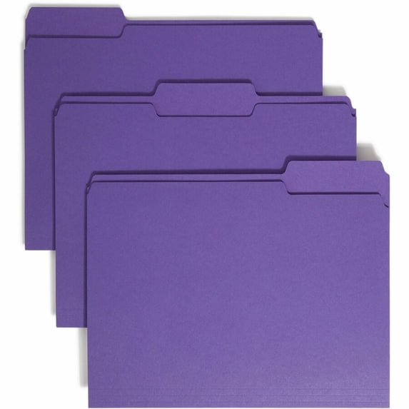 "Colored File Folders, 1/3-Cut Tabs, Letter Size, Purple, 100/box ...