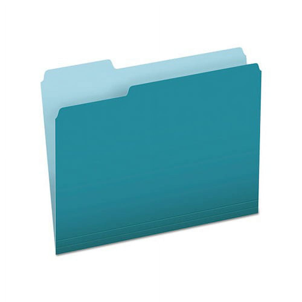 Colored File Folders 1/3-Cut Tabs, Letter Size, Teal/Light Teal, 100 ...