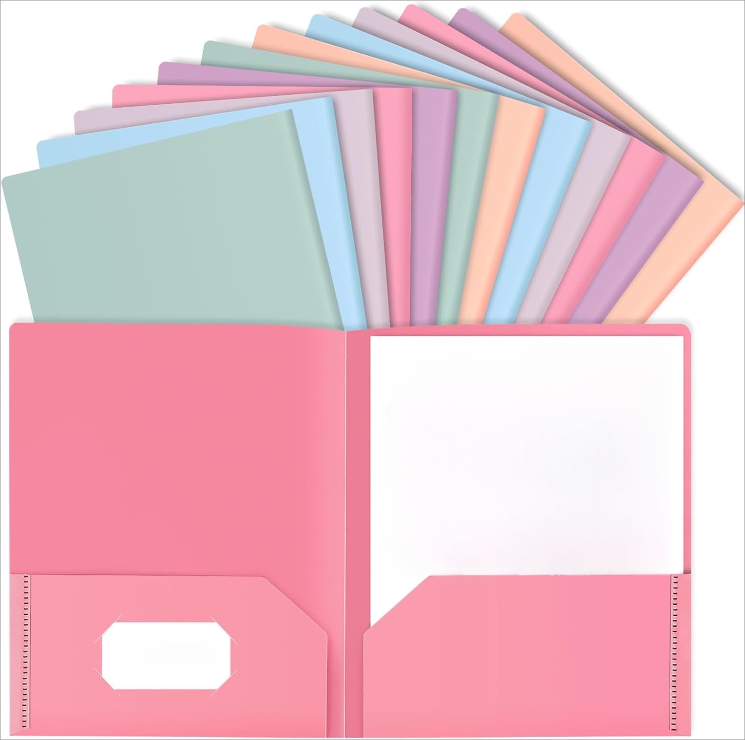 Colored File Folders with Pockets and Business Card Holder, Pastel ...