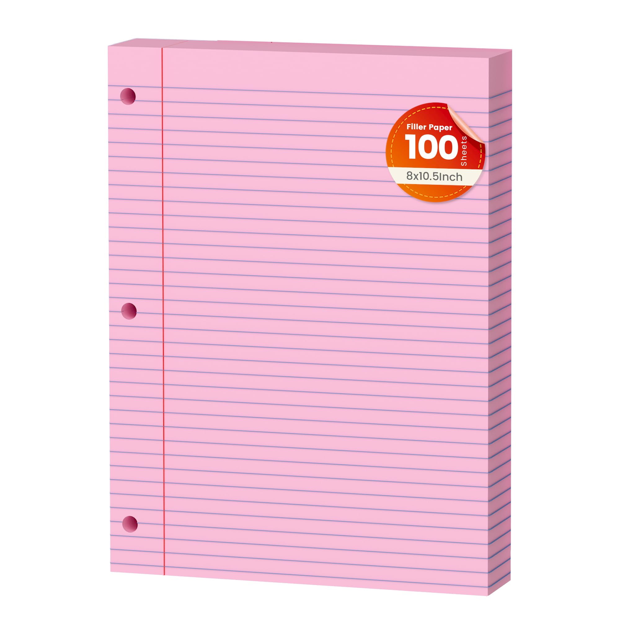 Colored Filler Paper 100 Sheets 8 * 10.5 College Ruled 3-Hole Punched ...
