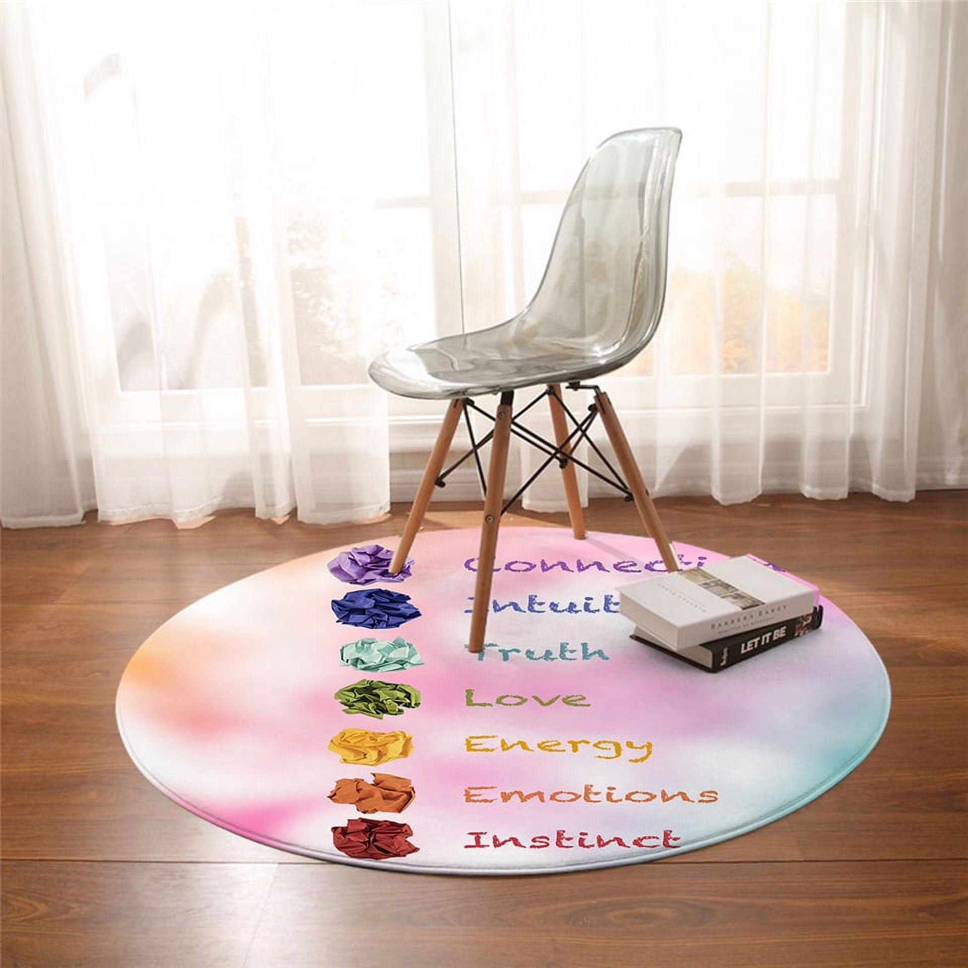 Colored Flower Pattern Round Carpet Living Room Household Floor Mat ...