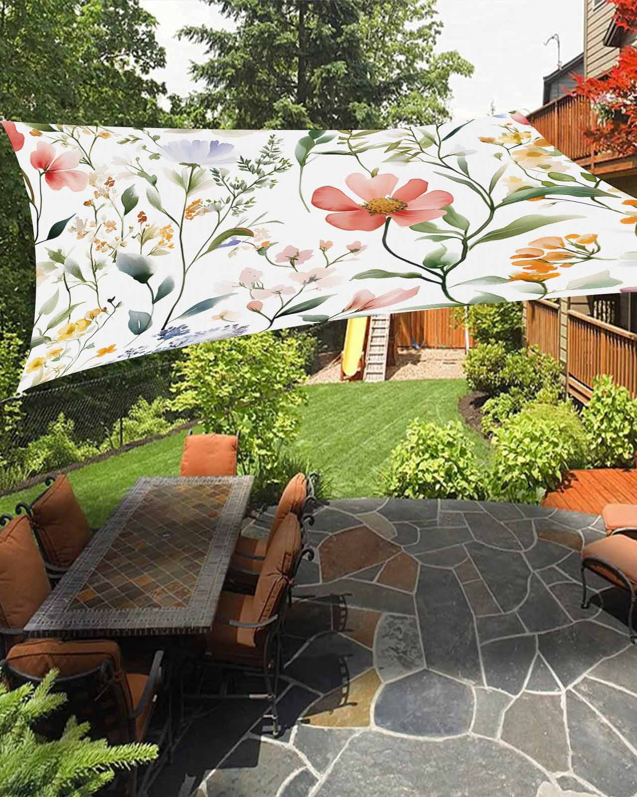 Colored Flower Sun Sail Shades Rectangle Canopy,Sunlight Block Heavy ...
