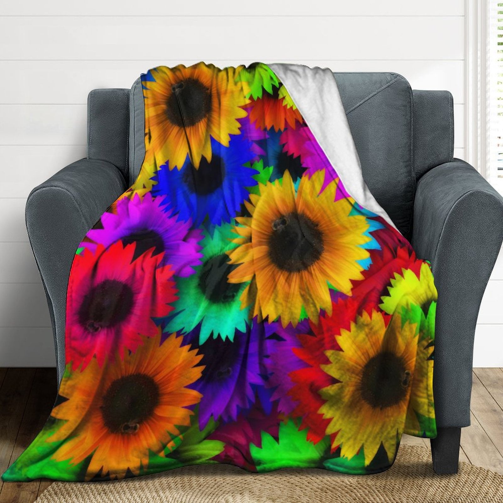 Colored Flower Throw Blanket,Super Soft Warm Plush Blankets and Throws ...