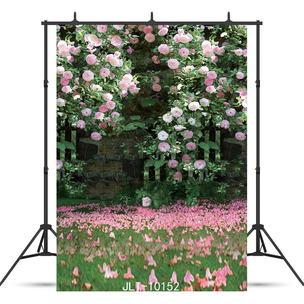 Colored Flowers Green Grass Vinyl Photographic Backgrounds for Wedding ...